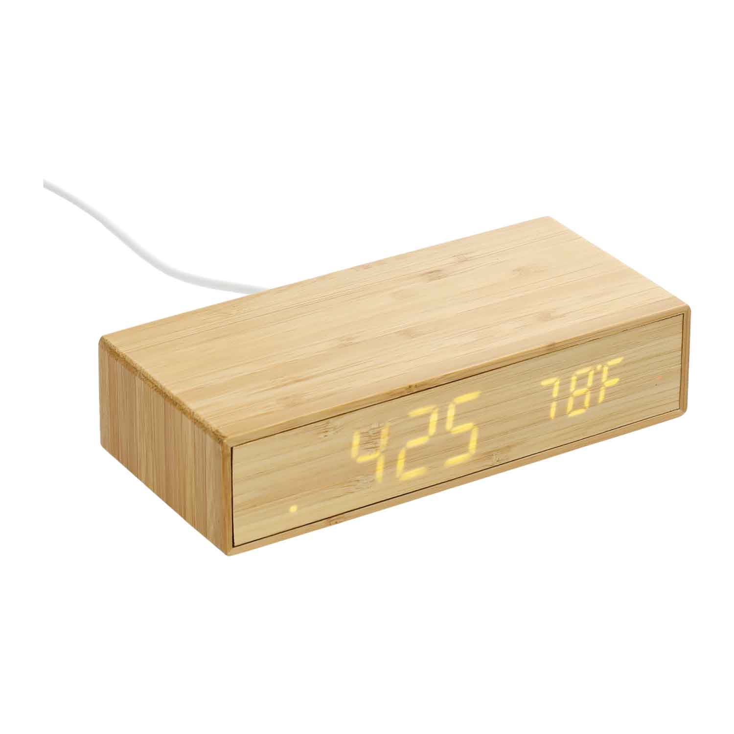 Buy Bamboo Wireless Charging Desk Clock | iPromo