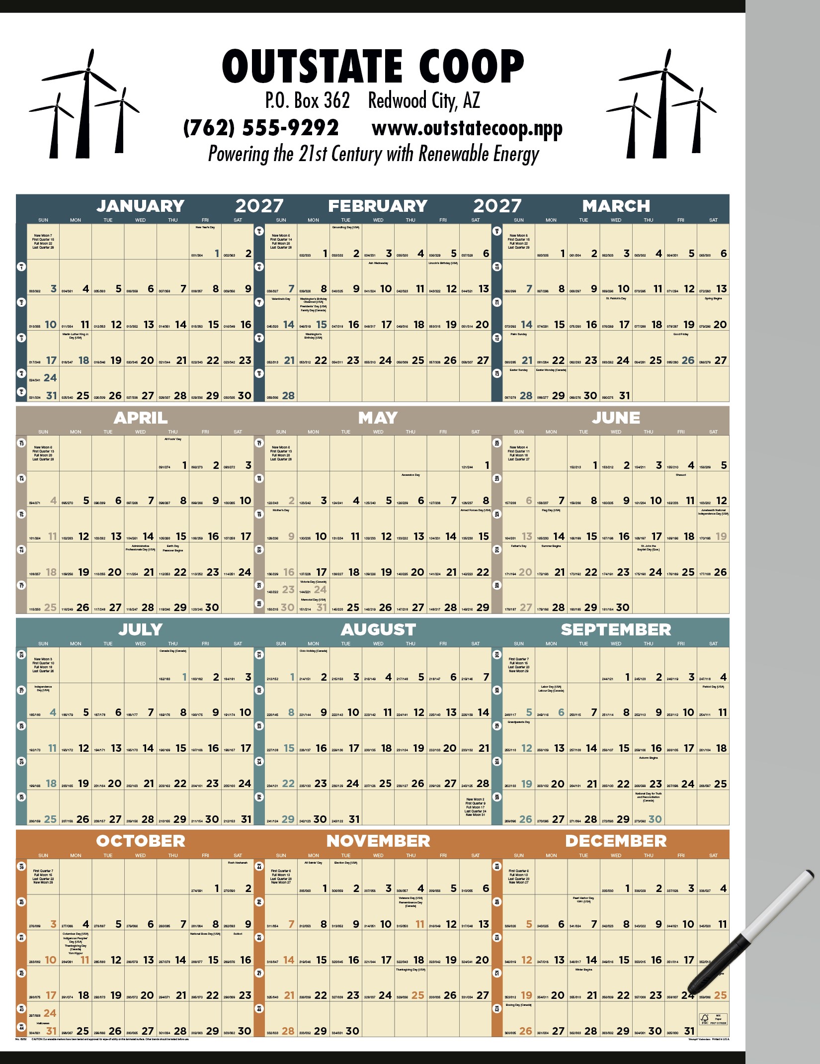 Buy Laminated Time Management Span-A-Year w/ Marker | iPromo