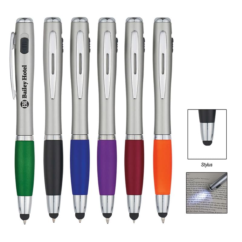 Buy 3-in-1 Click Stylus Pen & LED Light with Grip | iPromo