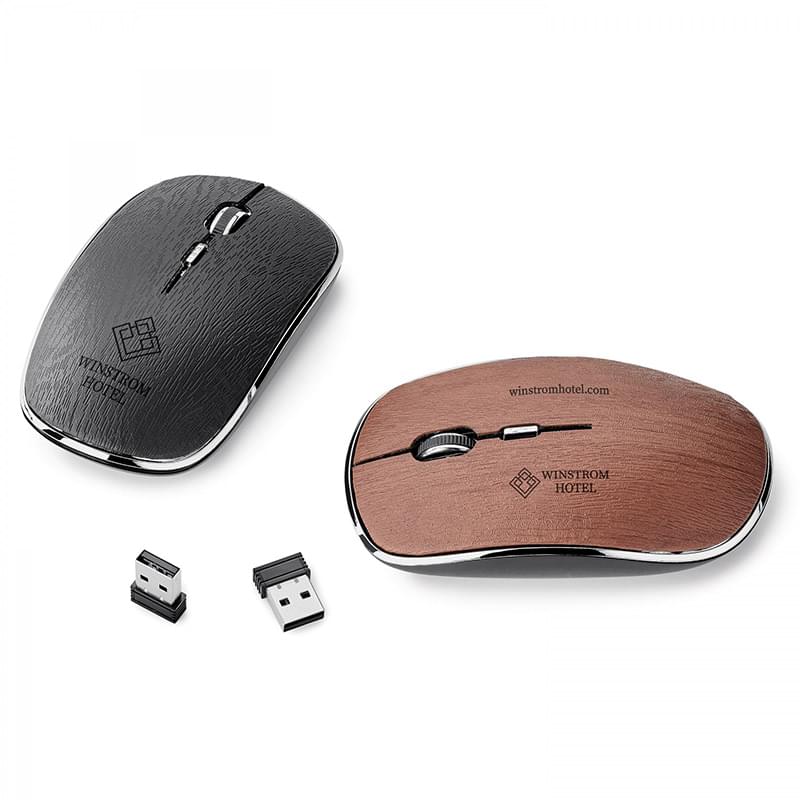 Buy Wood Grain Vinyl Wireless Optical Mouse | iPromo